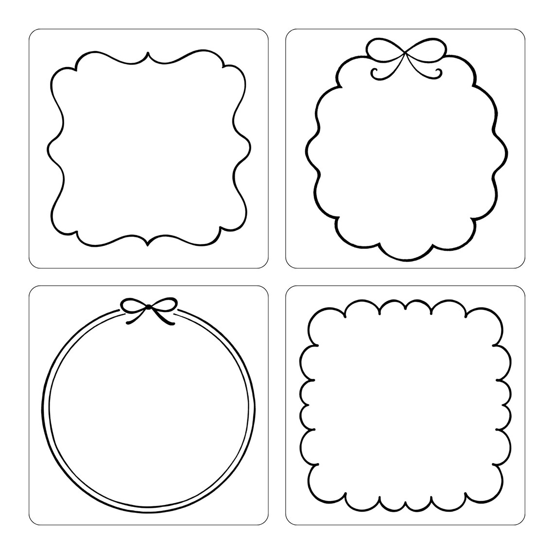 30 Black Line Frames Clipart PNG SVG, Outline Frame Set, Minimalist ...