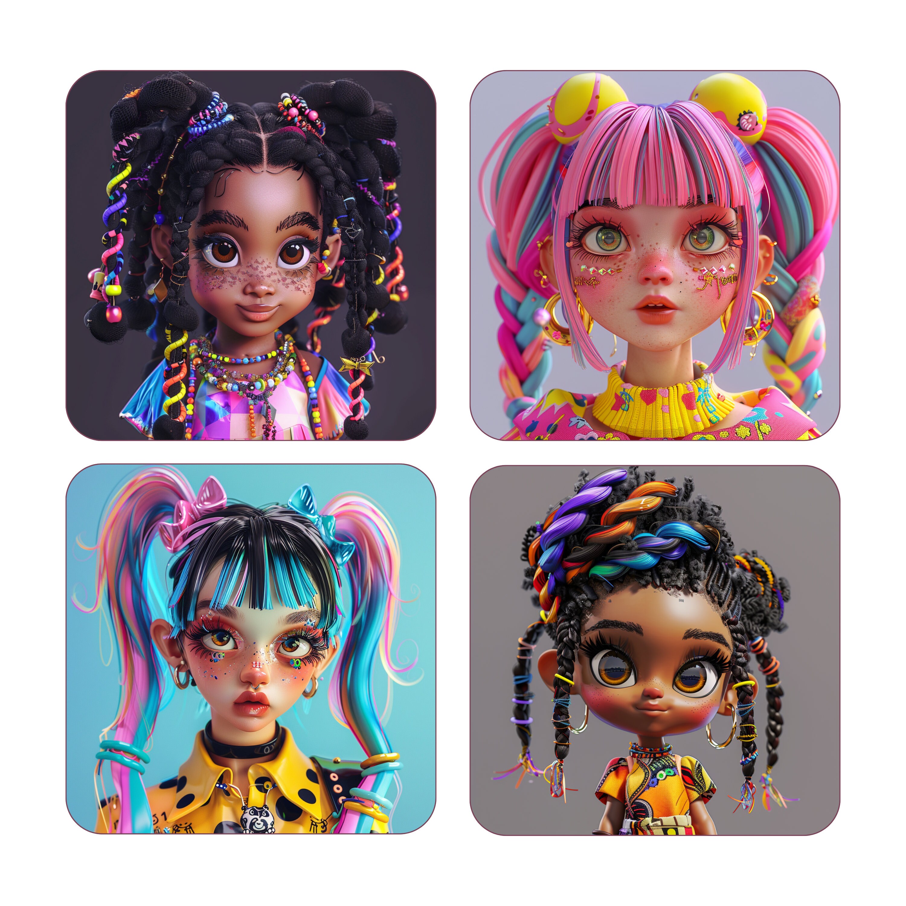 Midjourney Prompts Chibi Girls, Cute Kawaii Dolls, AI Art, Best ...