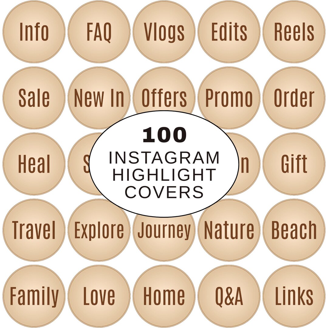 100 Instagram Highlight Covers – Aesthetic Beige Icons, Canva Template ...