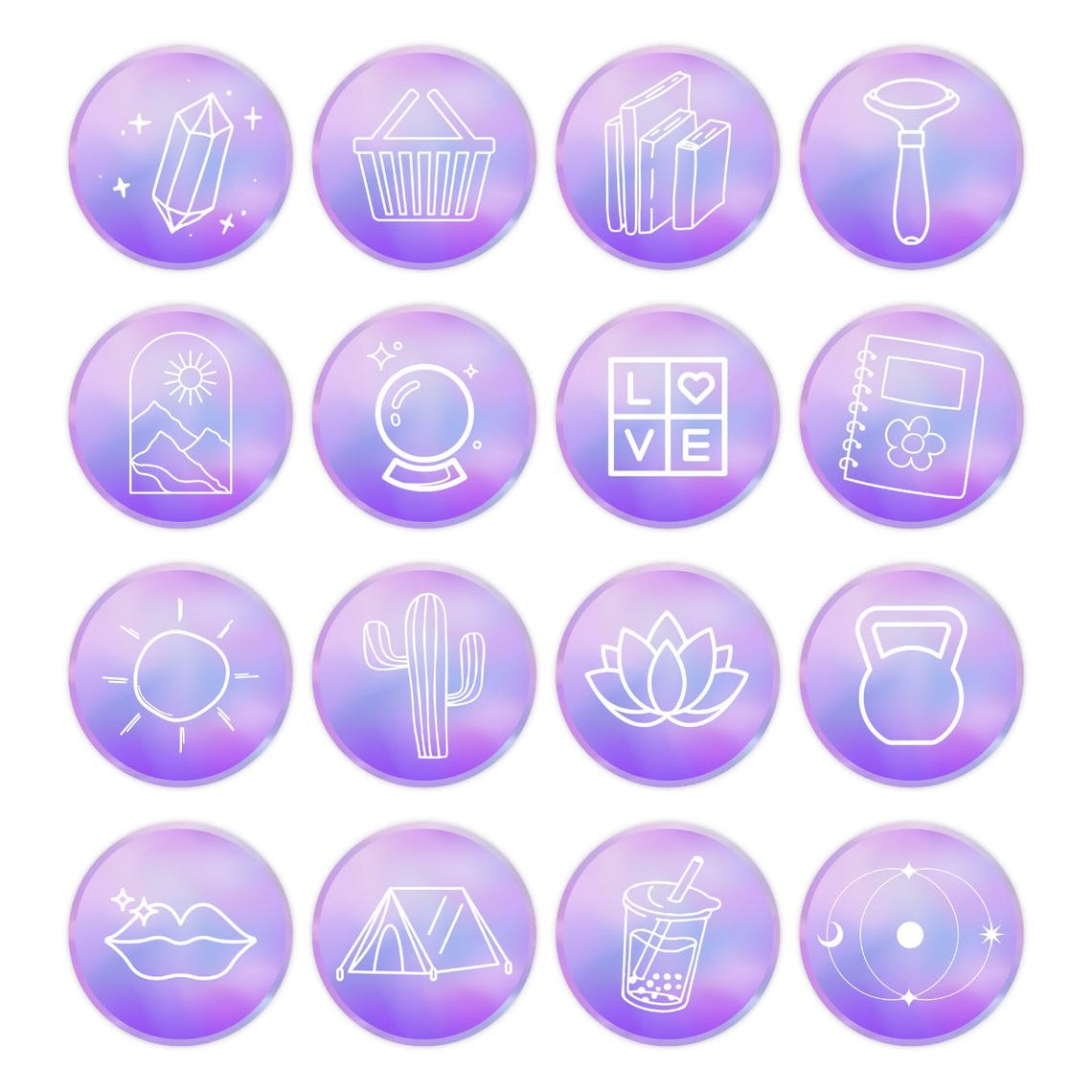 100 Purple Instagram Highlight Covers – Minimalist Line Art (PNG Set ...