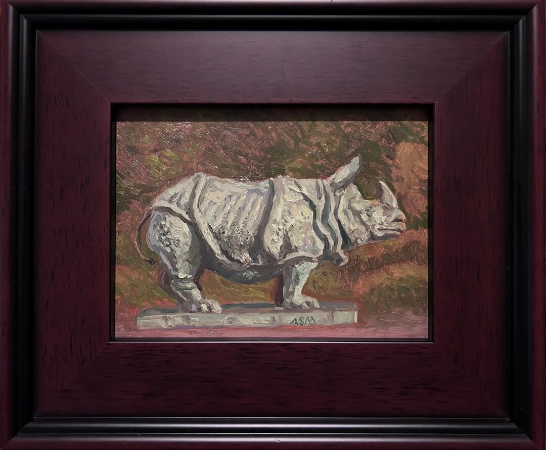 Plein Air Study - Victoria, Bronx Zoo Rhino Statue, 6x8” Oil on Panel ...