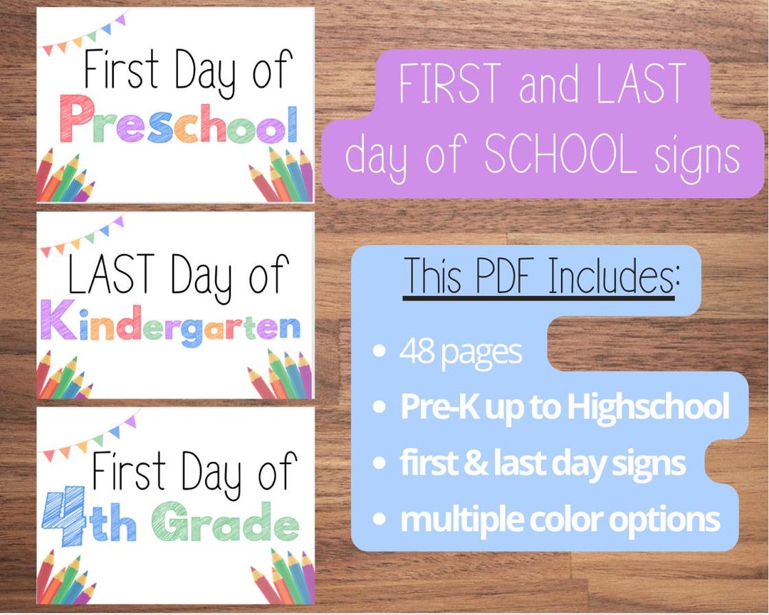 First (and Last) Day of School Signs - Etsy