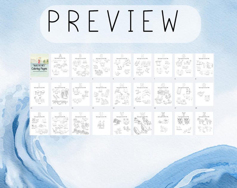 Noahs Ark Abc's COLORING PAGES - Etsy