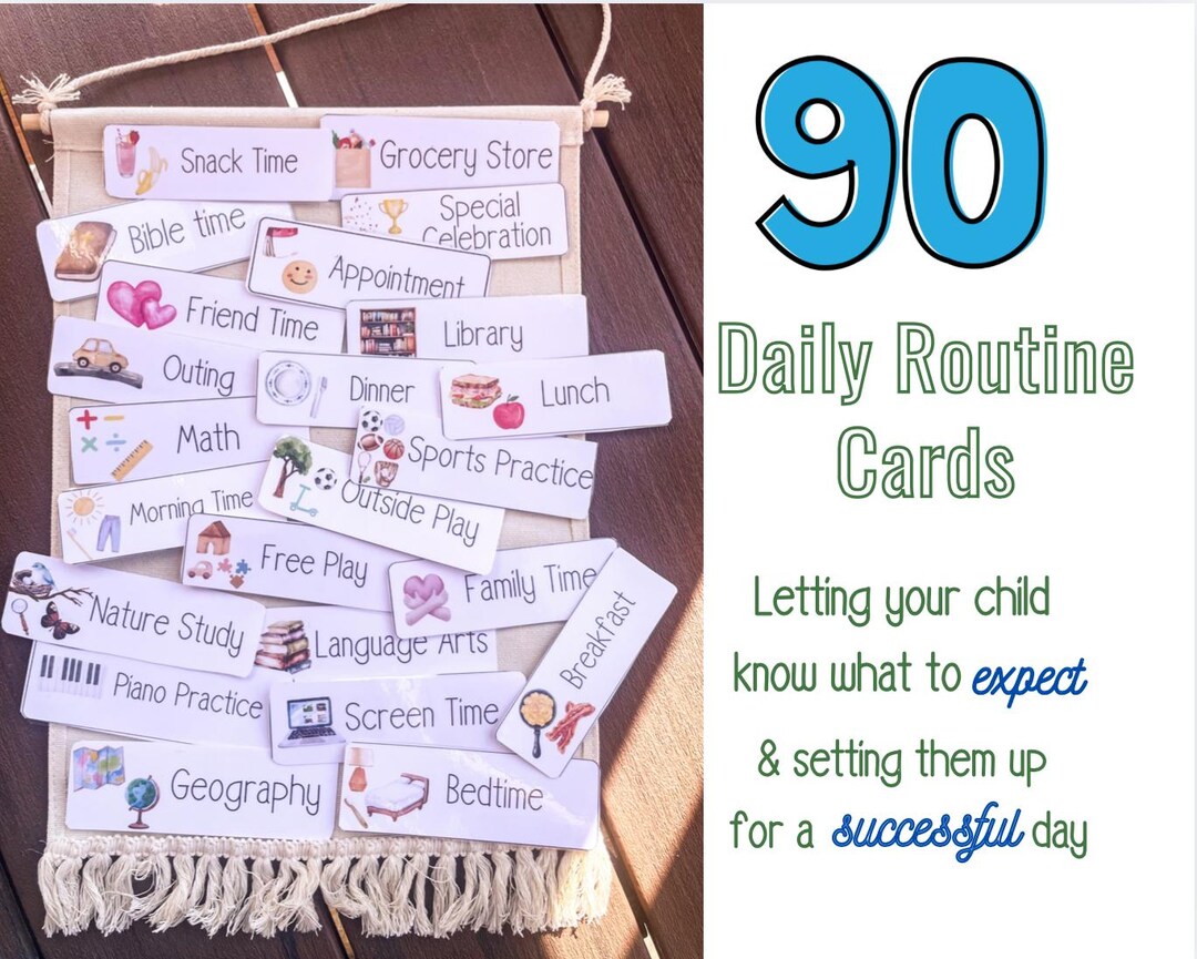 Daily Routine Cards: Homeschool Schedule With Watercolor Illustrations ...