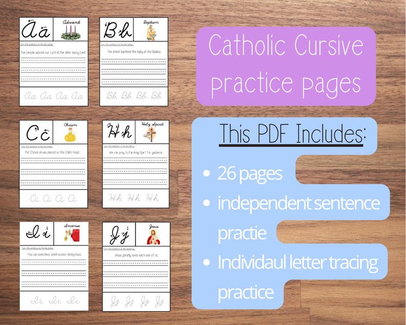 Catholic Cursive Letter Practice - Etsy