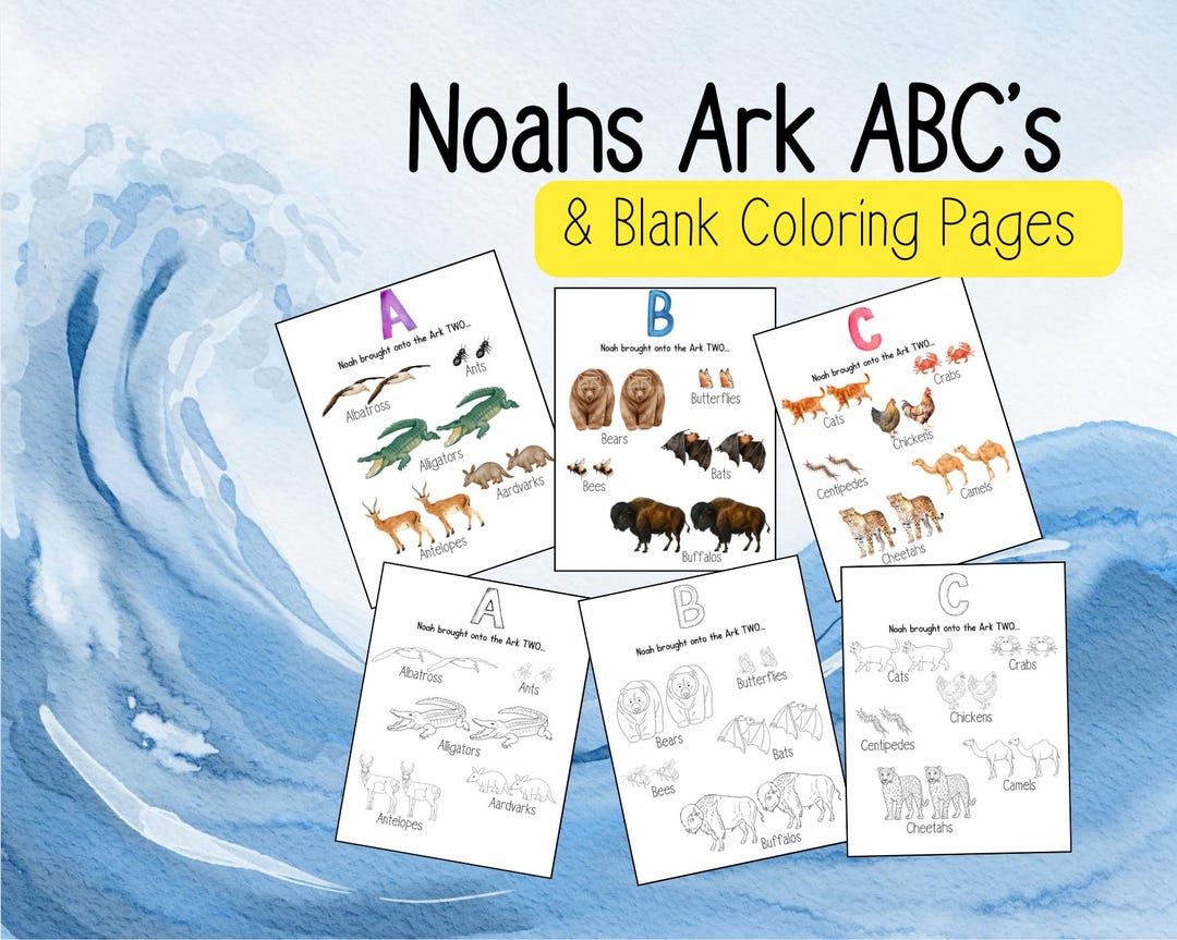 Noahs Ark Christian ABC and COLORING Pages - Etsy