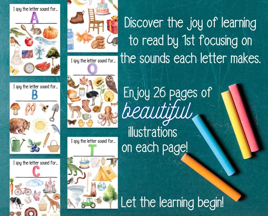 I Spy Letter Sound Worksheet: Homeschool Reading Game (digital Download ...