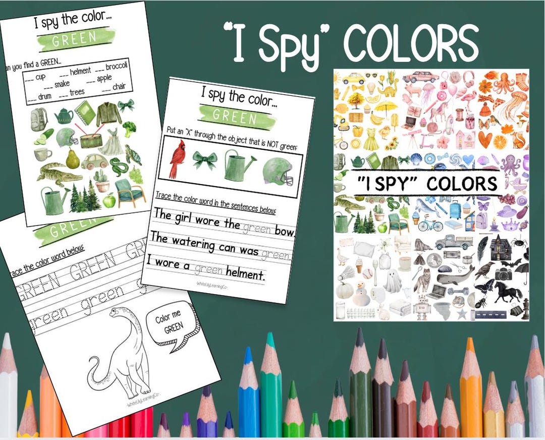 I Spy Color Worksheet, Preschool Activity for Children, Homeschool ...