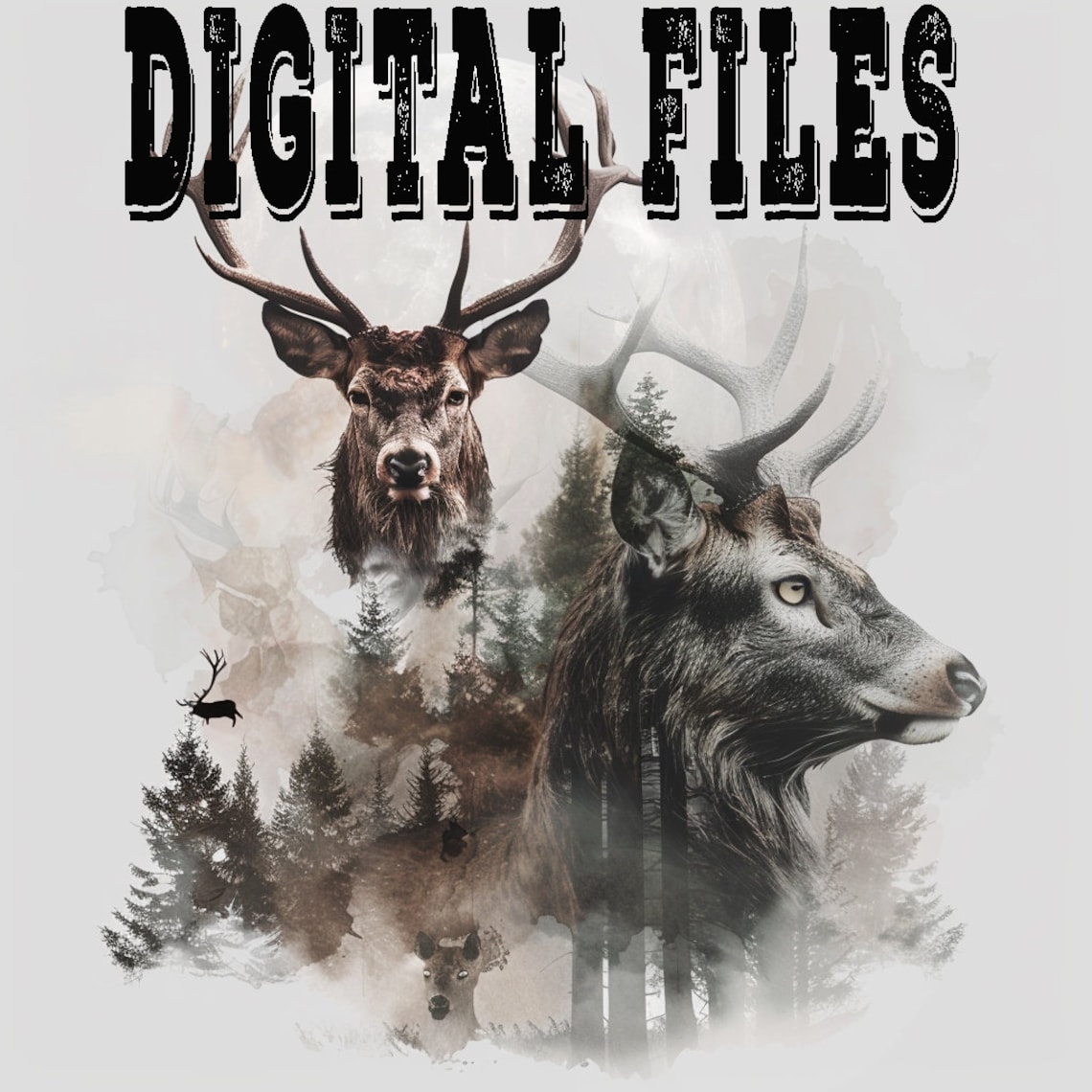 Deer With Wolf Head Sublimation Design for Hunter Deer Hunting Png Deer ...