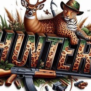 Hunter Design PNG: Deer & Leopard Graphic (digital Download) - Etsy