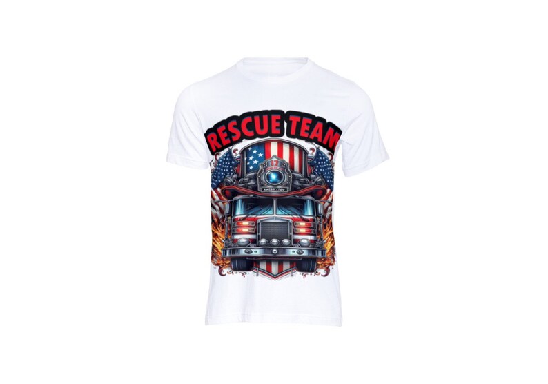 Rescue Team With Fire Truck Sublimation Design PNG Firefighter ...
