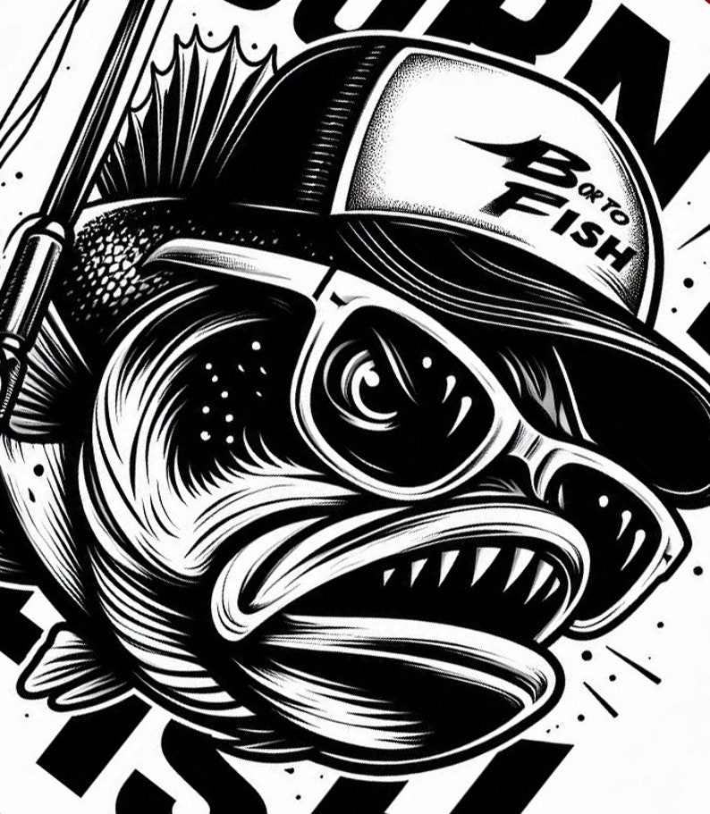 Born to Fish Clipart: Fisherman PNG, DTF DTG Printable (digital ...