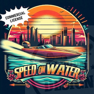Speed Boat Sublimation Design | PNG Files | Transparent Background ...