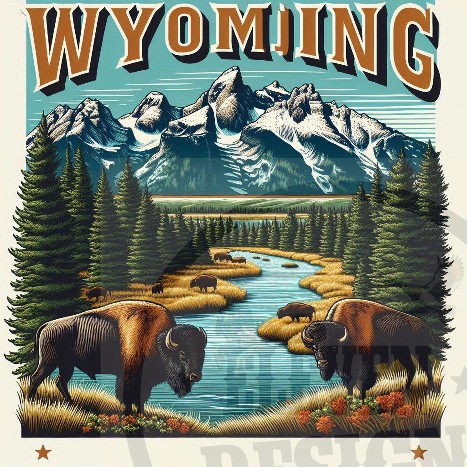 Vintage Wyoming National Park Sublimation Design | Wyoming Transparent ...