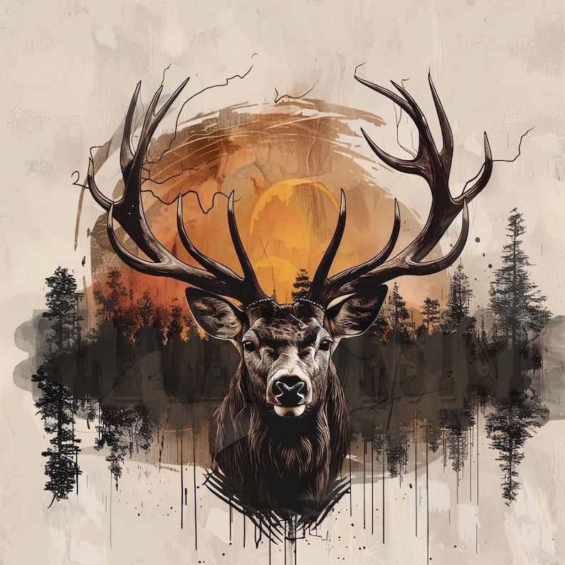Deer Head Sublimation Design: Hunting Outdoors PNG (digital Download ...