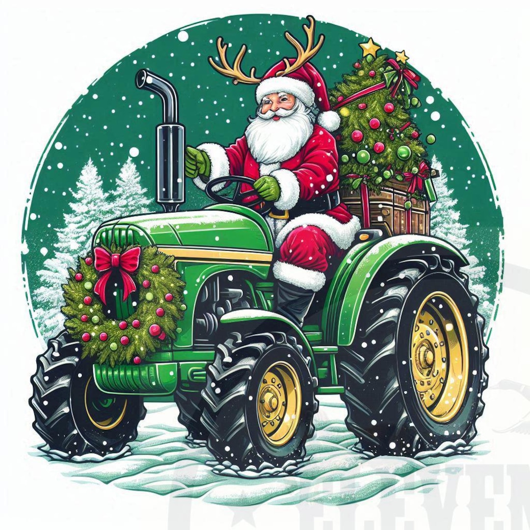 Santa on Tractor Christmas PNG | Farmer Sublimation Design (digital Download) - Etsy