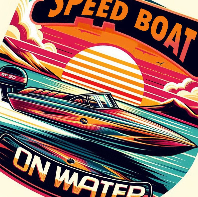 Speed Boat on Water Sublimation Design: PNG Clipart (digital Download ...