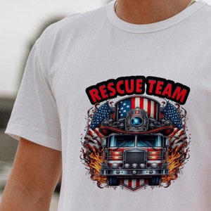 Rescue Team With Fire Truck Sublimation Design PNG | Firefighter ...