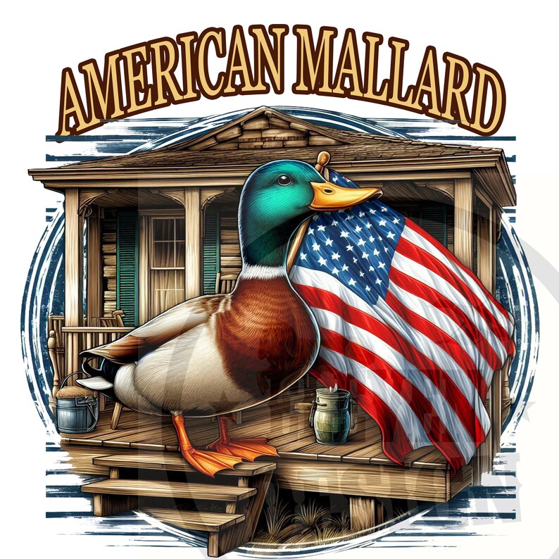 American Mallard Sublimation Transparent Background Hunting PNG - Duck With Usa Flag Sublimate ...