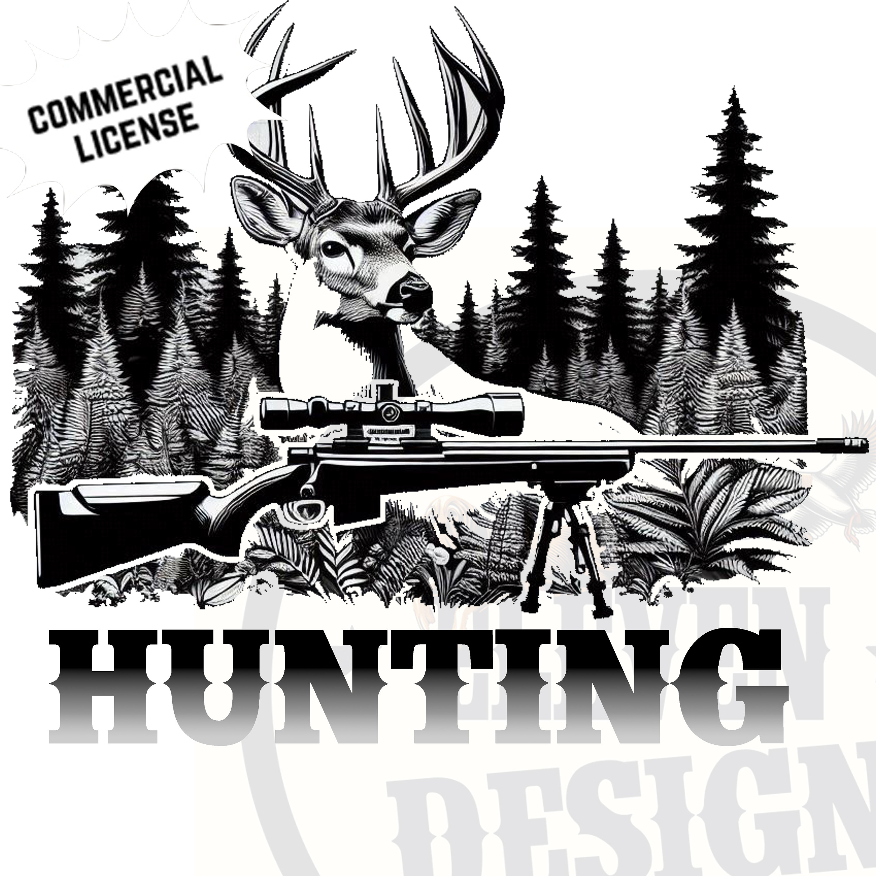 Hunting Deer Sublimation Design PNG Files Transparent Background ...