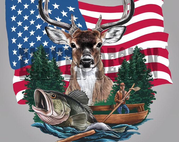 Deer Hunting Sublimation PNG Deer With Fish Deer Hunting Shirt Design ...