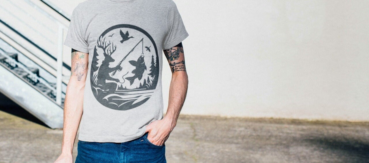 Deer Fishing Silhouette Sublimation PNG Hunting Sublimate Print Files ...