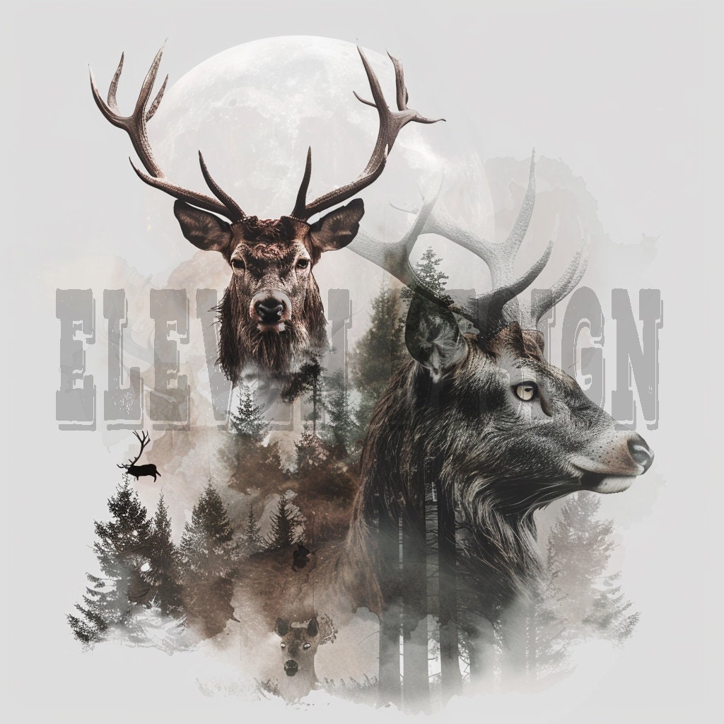 Deer With Wolf Head Sublimation Design for Hunter Deer Hunting Png Deer ...