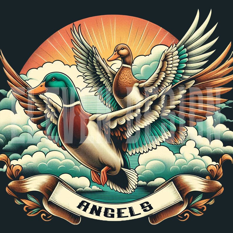 Flying Ducks With Cloud Hunting Png Duck Hunting T-shirt Design Png ...