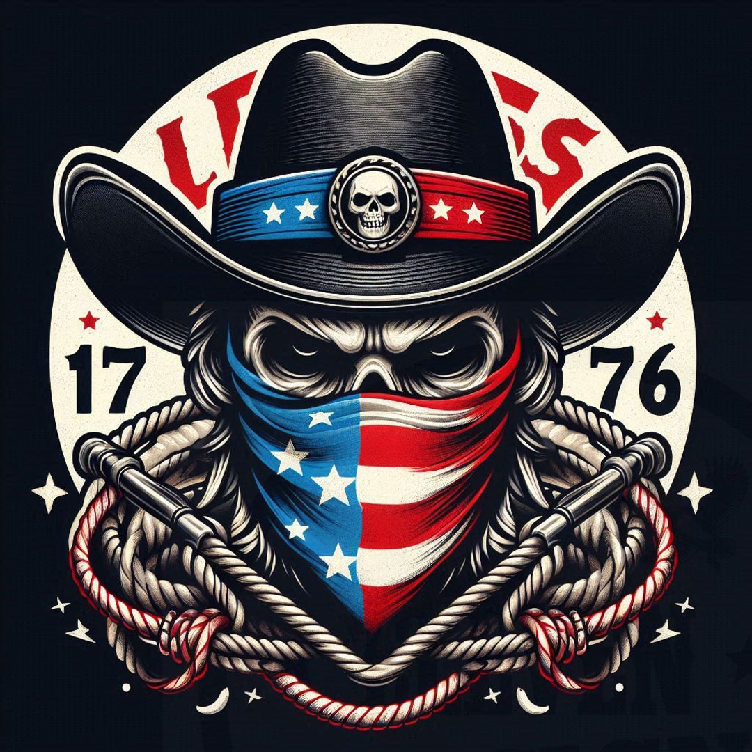 American Flag Cowboy Skull PNG: Patriotic 1776 Design (digital Download ...