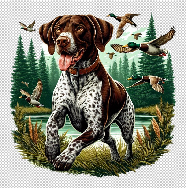 German Spaniel Hunting Dog PNG: Duck Design (digital Download) - Etsy