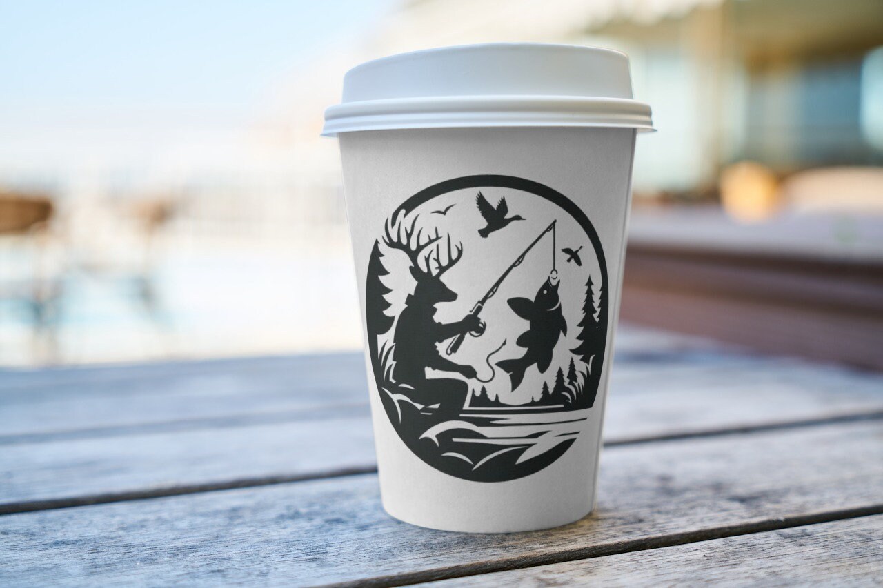 Deer Fishing Silhouette Sublimation PNG Hunting Sublimate Print Files ...