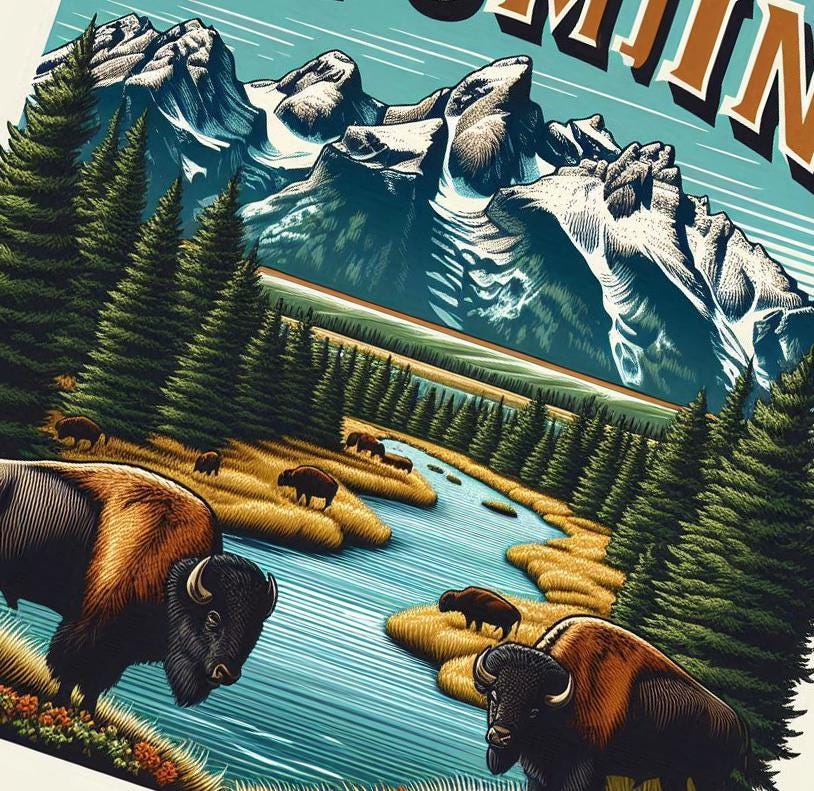 Vintage Wyoming National Park Sublimation Design | Wyoming Transparent ...