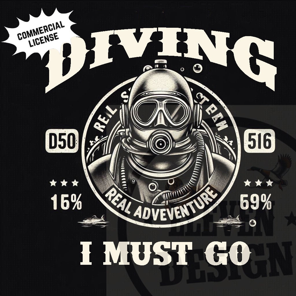 Diving Sublimation Design: Scuba Print PNG Files (commercial Use) - Etsy