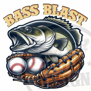Bass Blast Fishing Design: Baseball Glove & Balls (digital Download) - Etsy