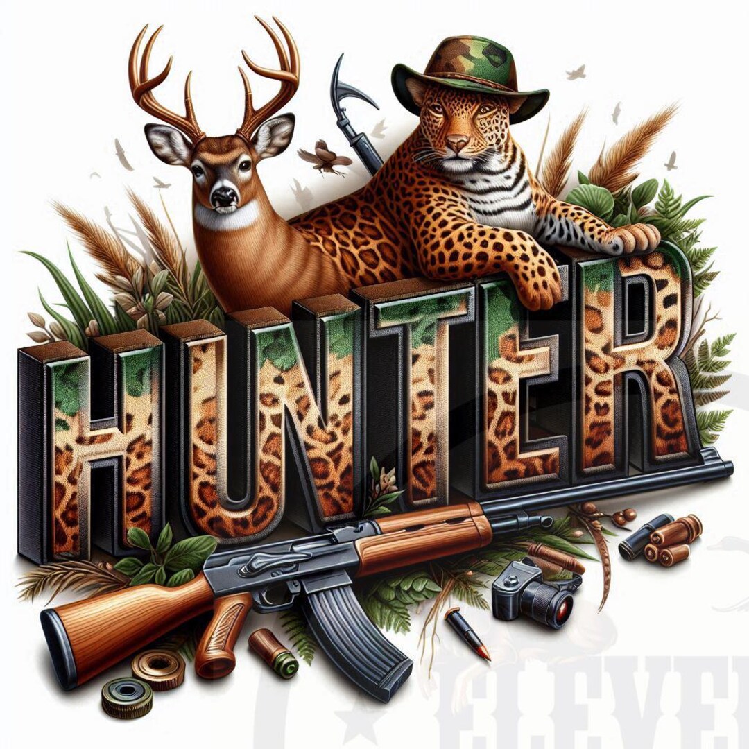 Hunter Design PNG: Deer & Leopard Graphic (digital Download) - Etsy