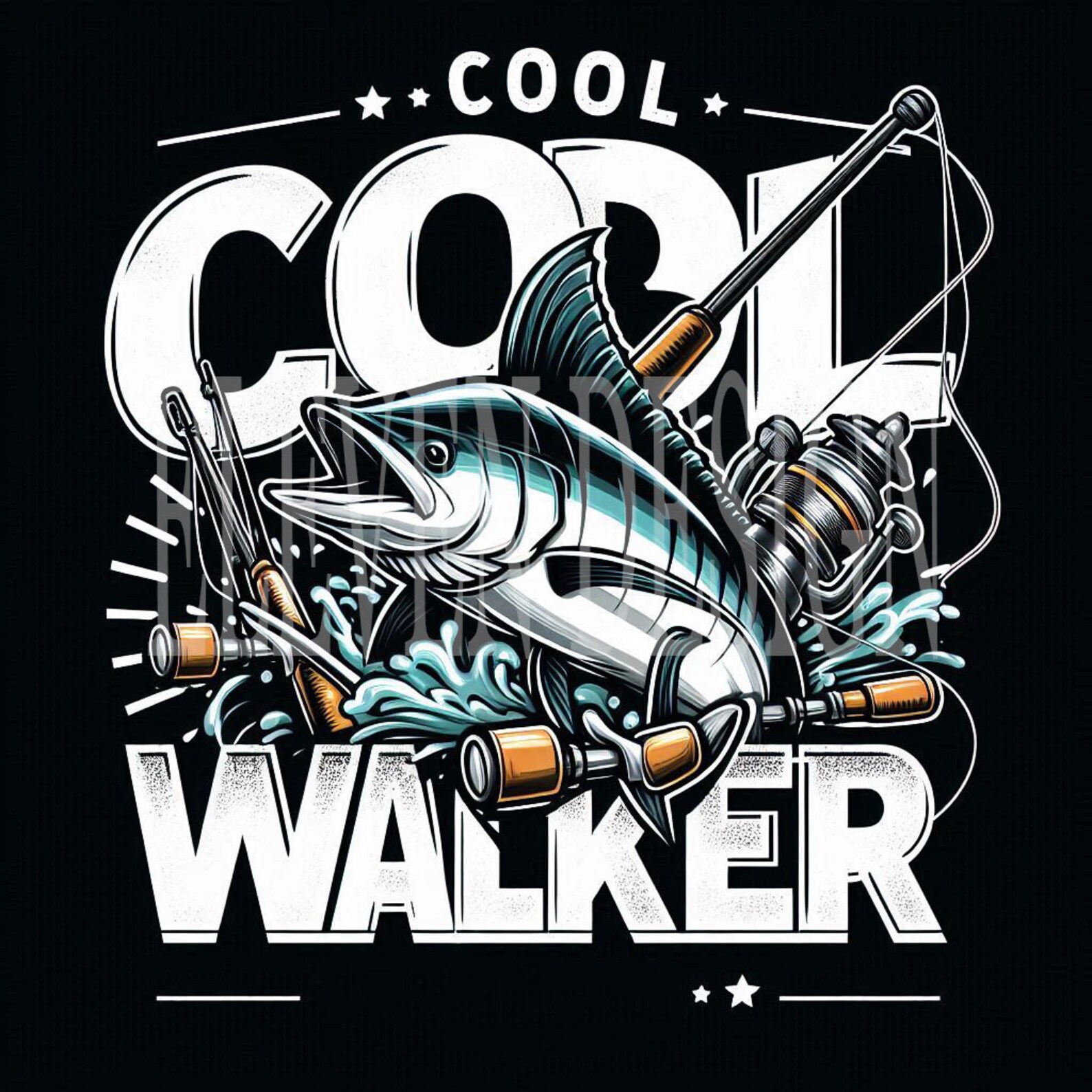 Cool Walker Fishing Sublimation PNG - Fishing Image Dtf Dtg File ...