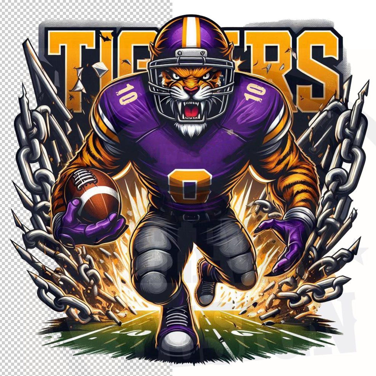 Tiger Football Player PNG: Sublimation Design (digital Download) - Etsy