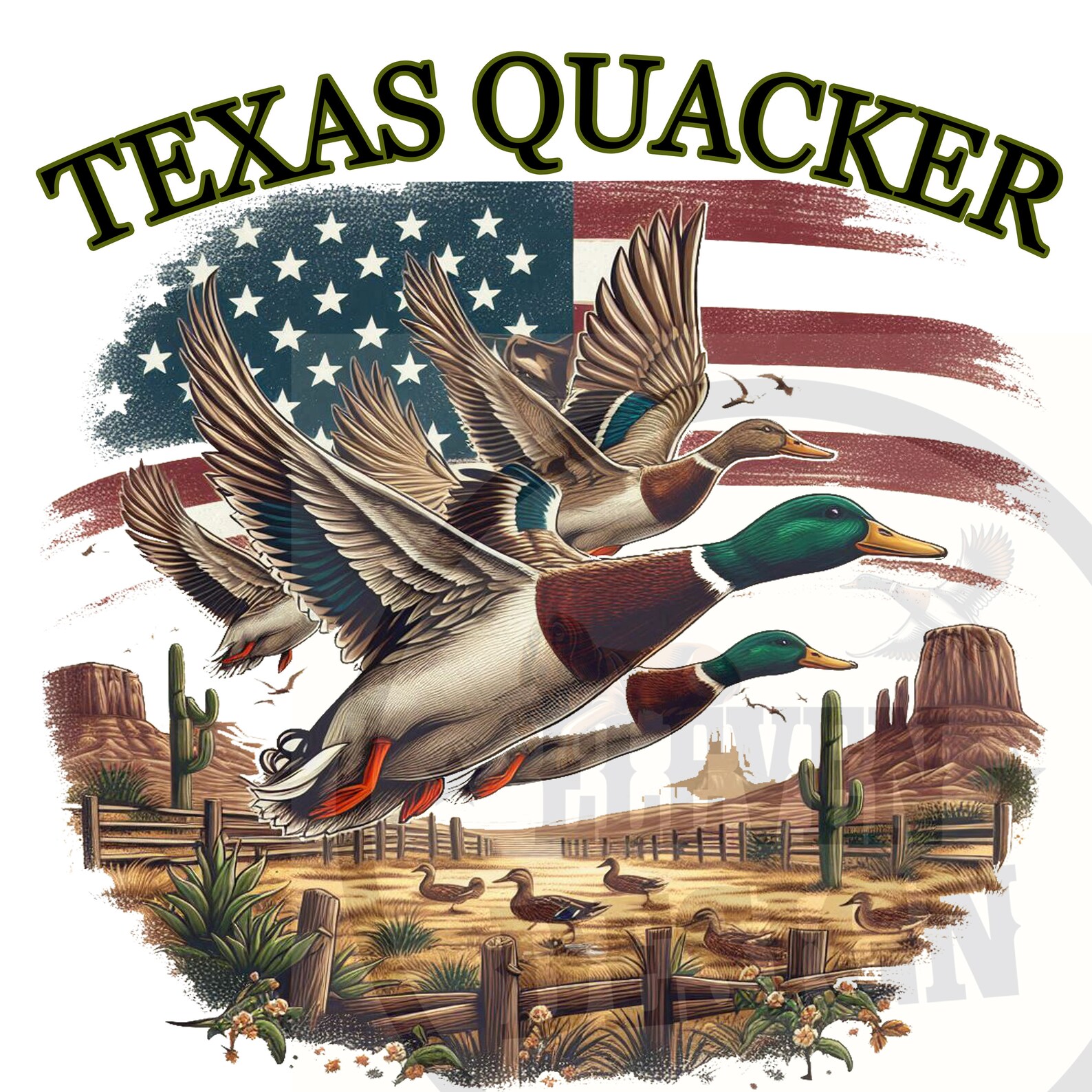 Texas Quacker Sublimation PNG - Flying Duck Hunting PNG - Quacker ...
