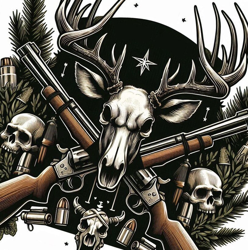 Deer Skull With Crossed Guns Sublimation Png Hunting Sublimate High ...