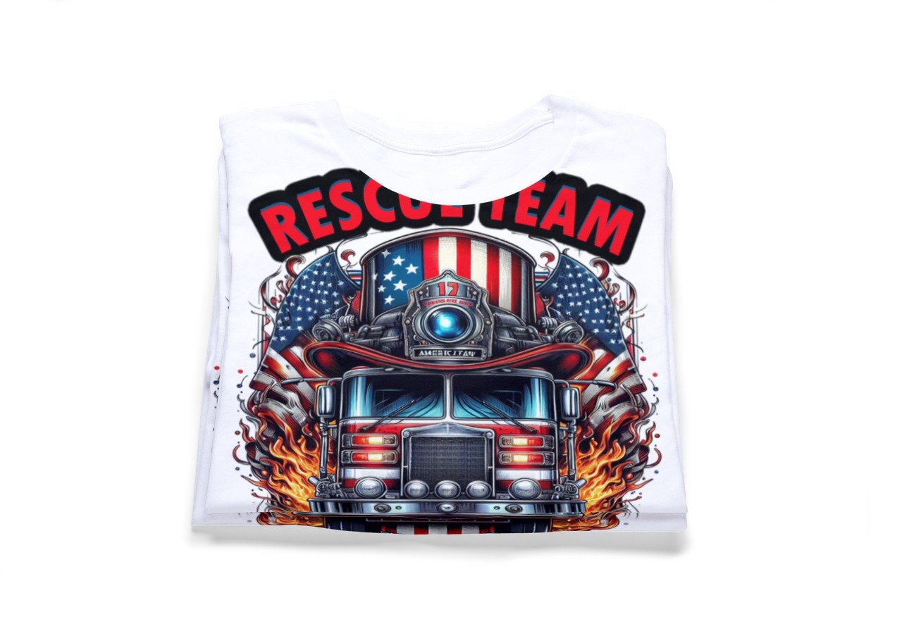 Rescue Team With Fire Truck Sublimation Design PNG Firefighter ...