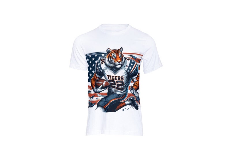 Patriotic Tiger Football Sublimation PNG American Tiger Design for DTF ...