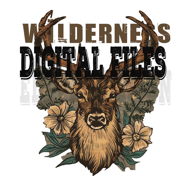 Wilderness Deer Head PNG Deer With Flowers Sublimation for Kids Shirt ...