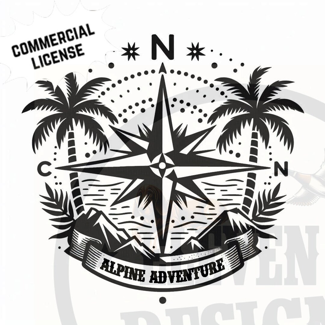 Alpine Adventure Compass Sublimation Transparent Background Files ...