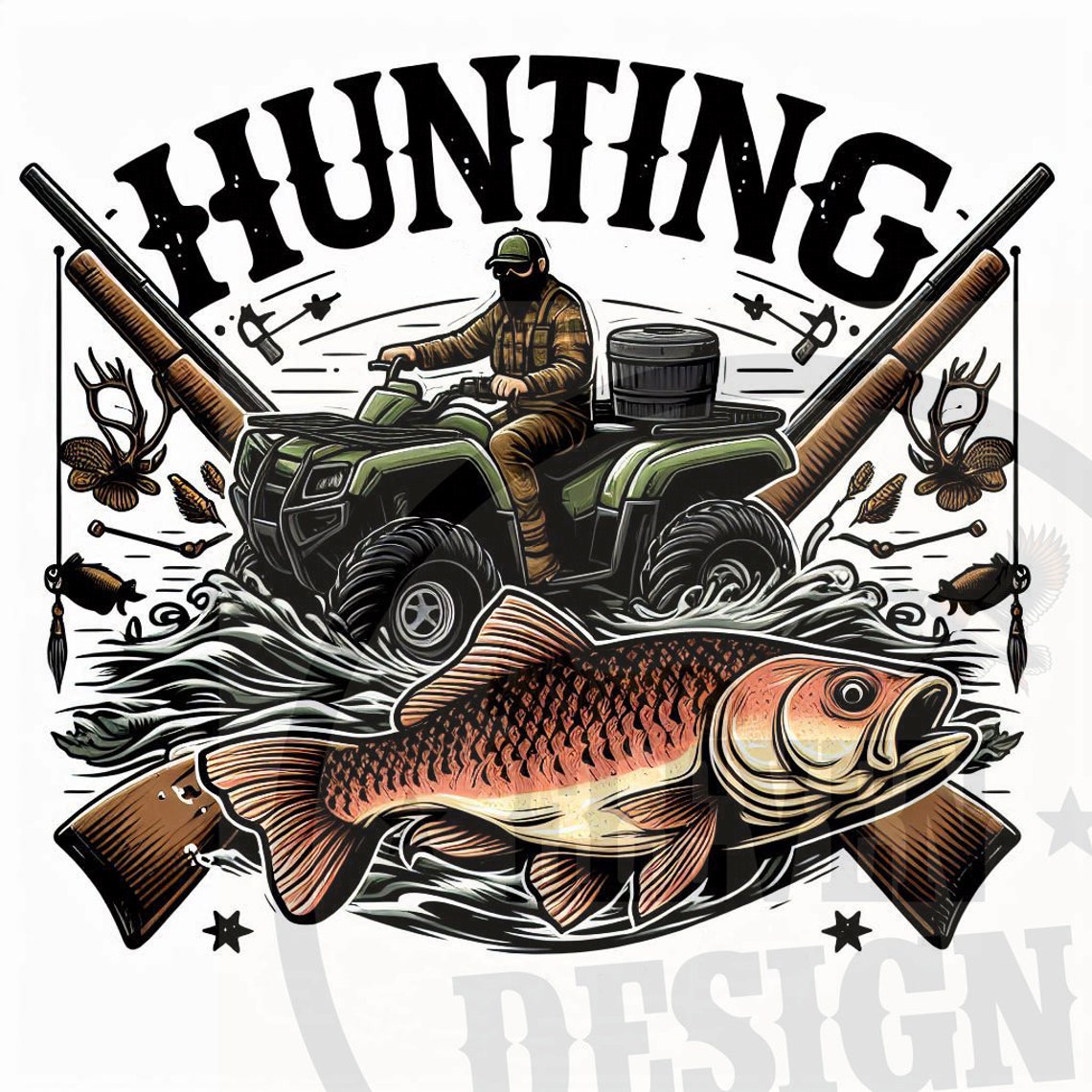 Hunting Fisher PNG: UTV Shirt Design, Printable Art (digital Download ...