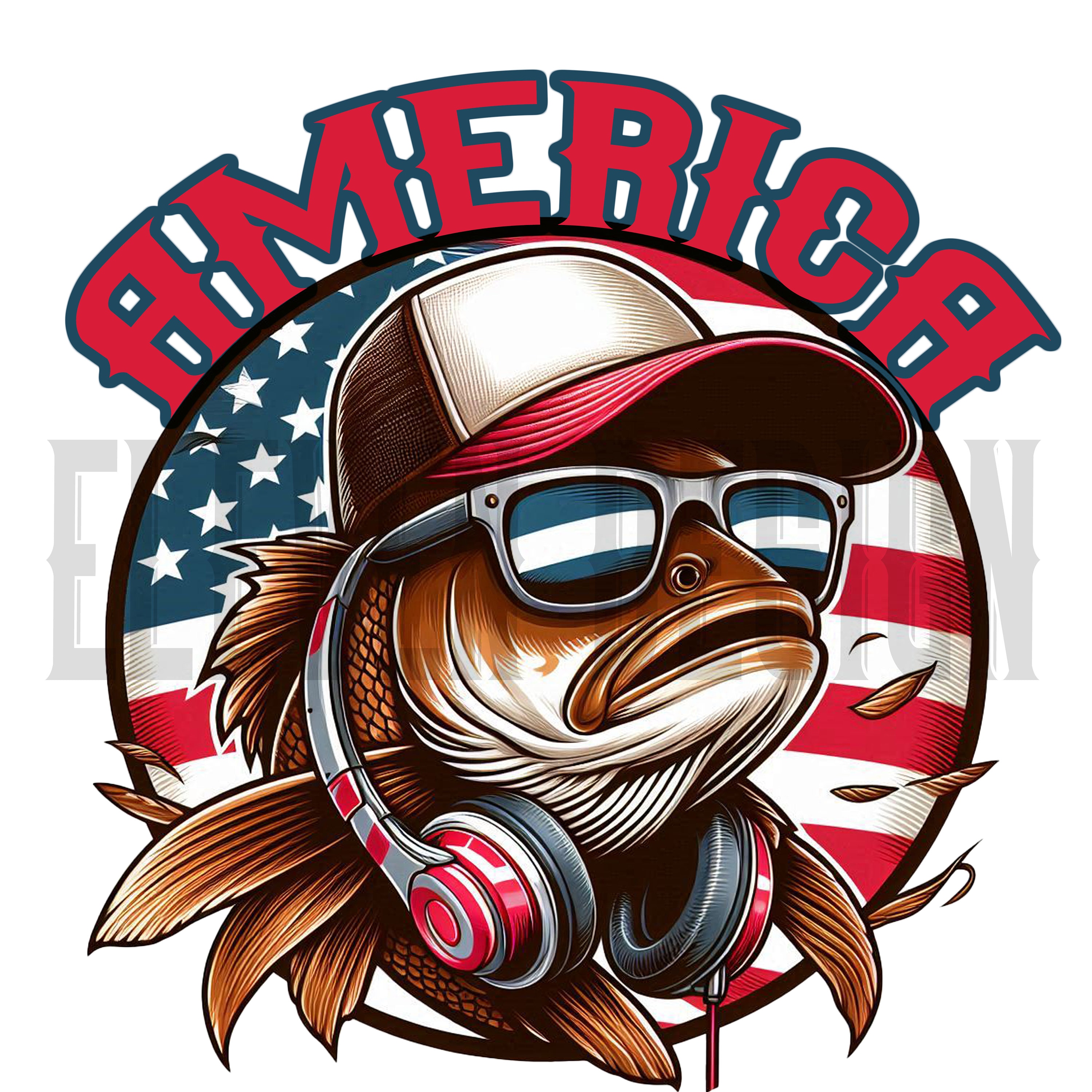 Fishing America Sublimation Png Fisher American Design PNG Transparent ...