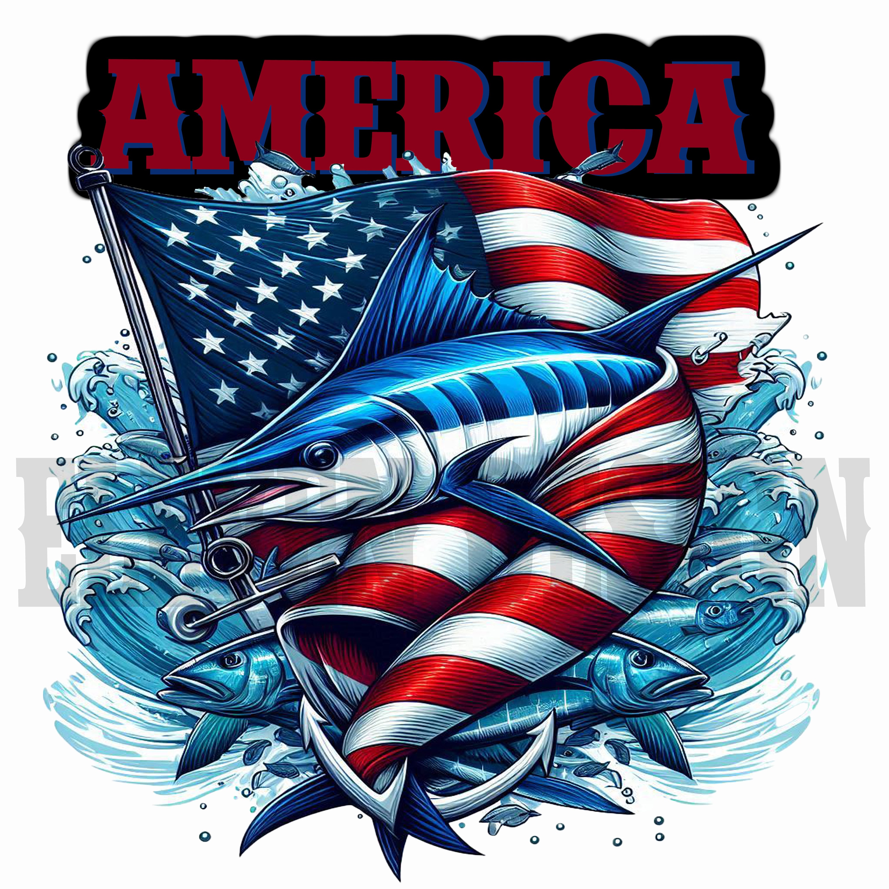 Swordfish America Png Swordfish Sublimation Patriotic PNG Swordfish ...