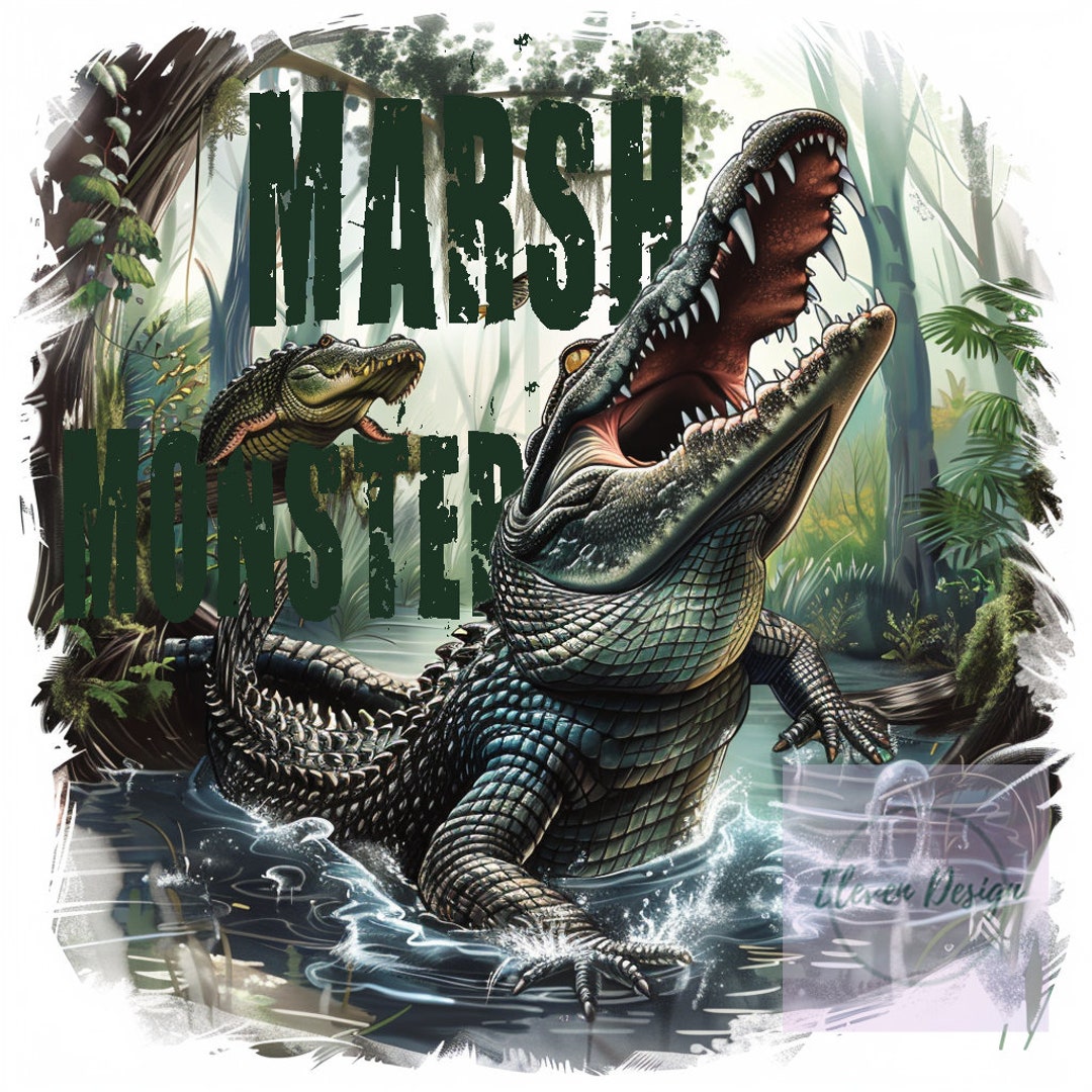 Crocodile Hunting Sublimation Design: Marsh Monster PNG (digital ...