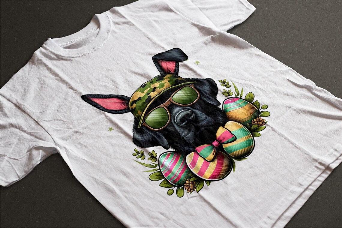 Easter Black Labrador PNG: Hunter Dog With Bunny Ears (digital Download ...