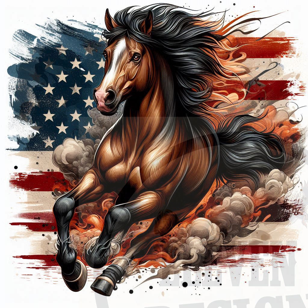 American Horse Flag PNG: Patriotic Sublimation Print (digital Download ...