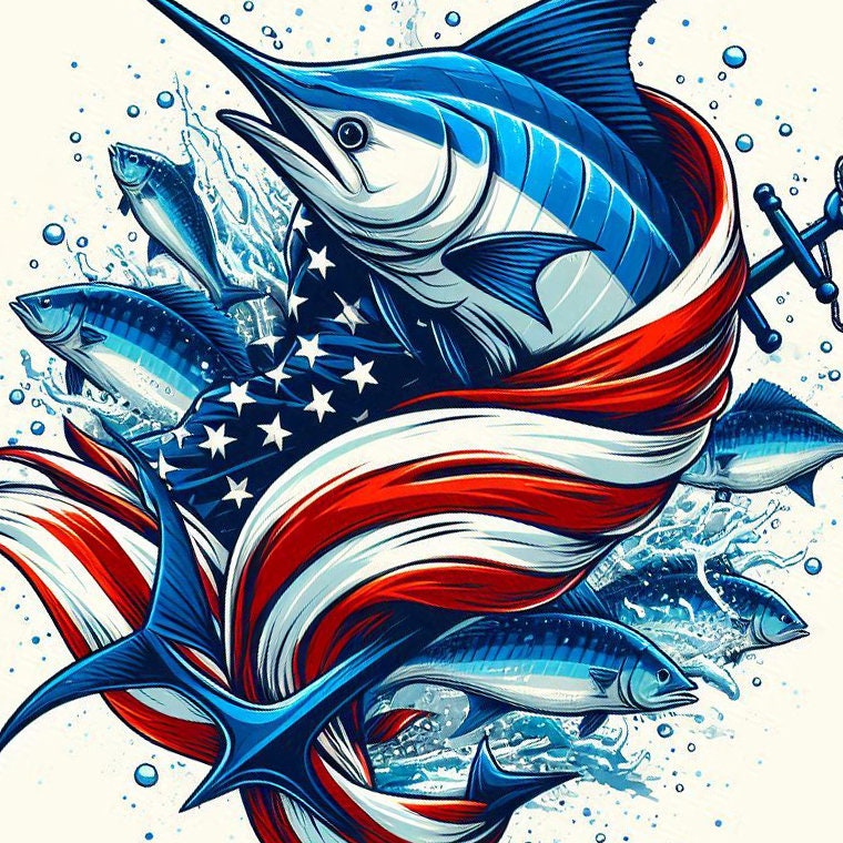 Swordfish American Flag PNG Transparent Background Fish Usa Flag Png ...